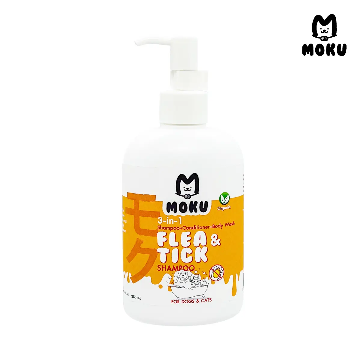 MOKU 3-in-1 Flea Tick Shampoo แชมพูสำหรับสัตว์เลี้ยง สูตรกำจัดเห็บหมัด ป้องกันและลดปริมาณเห็บ ...