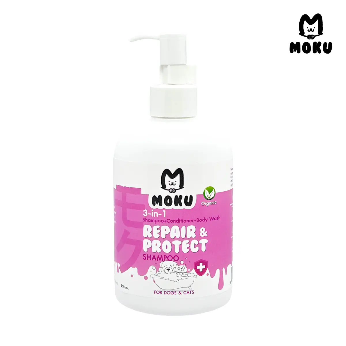 MOKU 3-in-1 Repair Protect Shampoo แชมพูสำหรับสัตว์เลี้ยง สูตรฟื้นฟูและปกปกป้องผิว อ่อนโยนพิเศษ ...